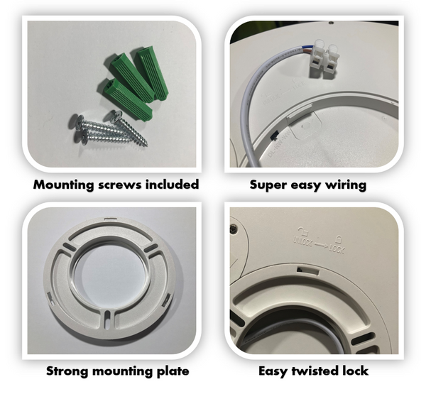 Ultra-thin 2CM Tri-color Flush Round Ceiling ABS LED Light SAA